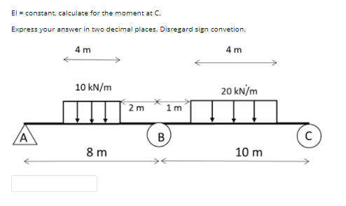 Solved El = constant, calculate for the moment at C. Express | Chegg.com