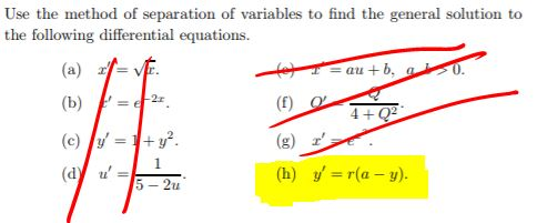 Solved Use the method of separation of variables to find the | Chegg.com