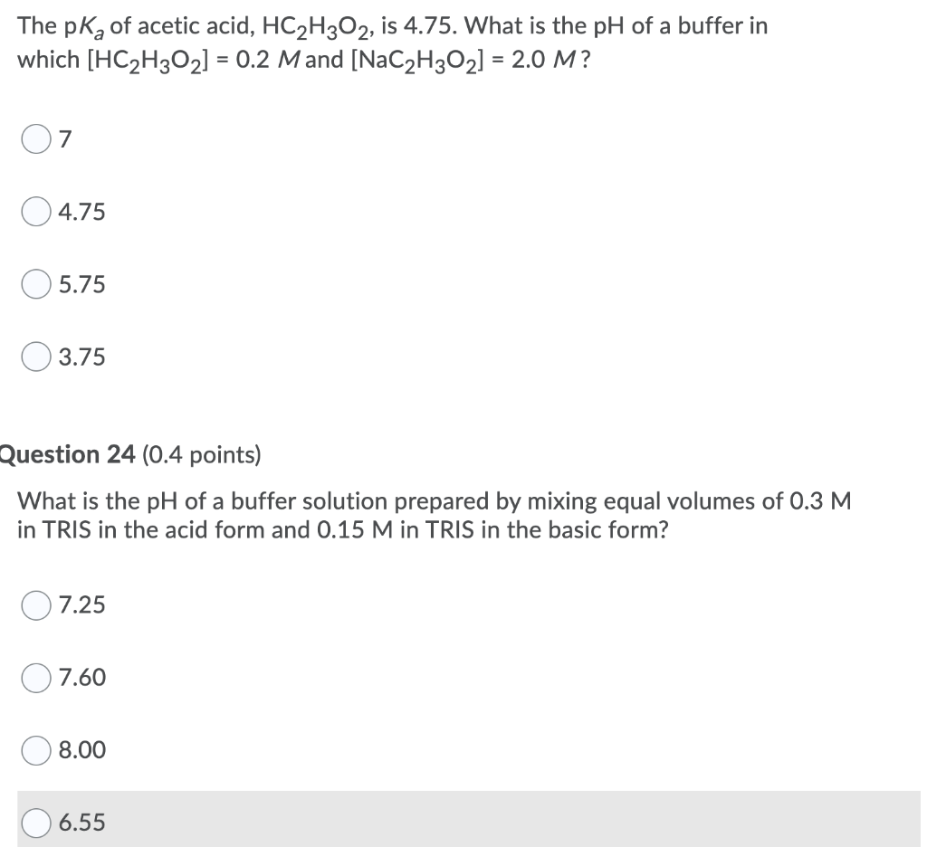 Solved The pKg of acetic acid, HC2H302, is 4.75. What is the | Chegg.com