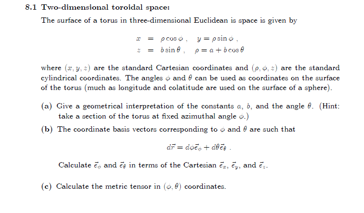 8.1 Two-dimensional toroidal space: The surface of a | Chegg.com
