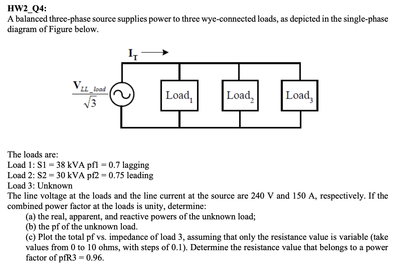 Solved HW2_Q4: A balanced three-phase source supplies power | Chegg.com