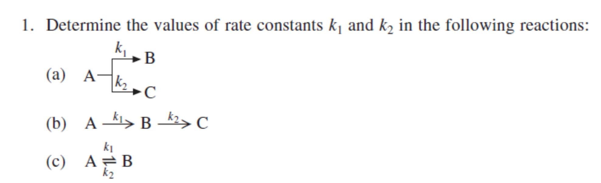 Solved 1. Determine the values of rate constants kį and k2 | Chegg.com