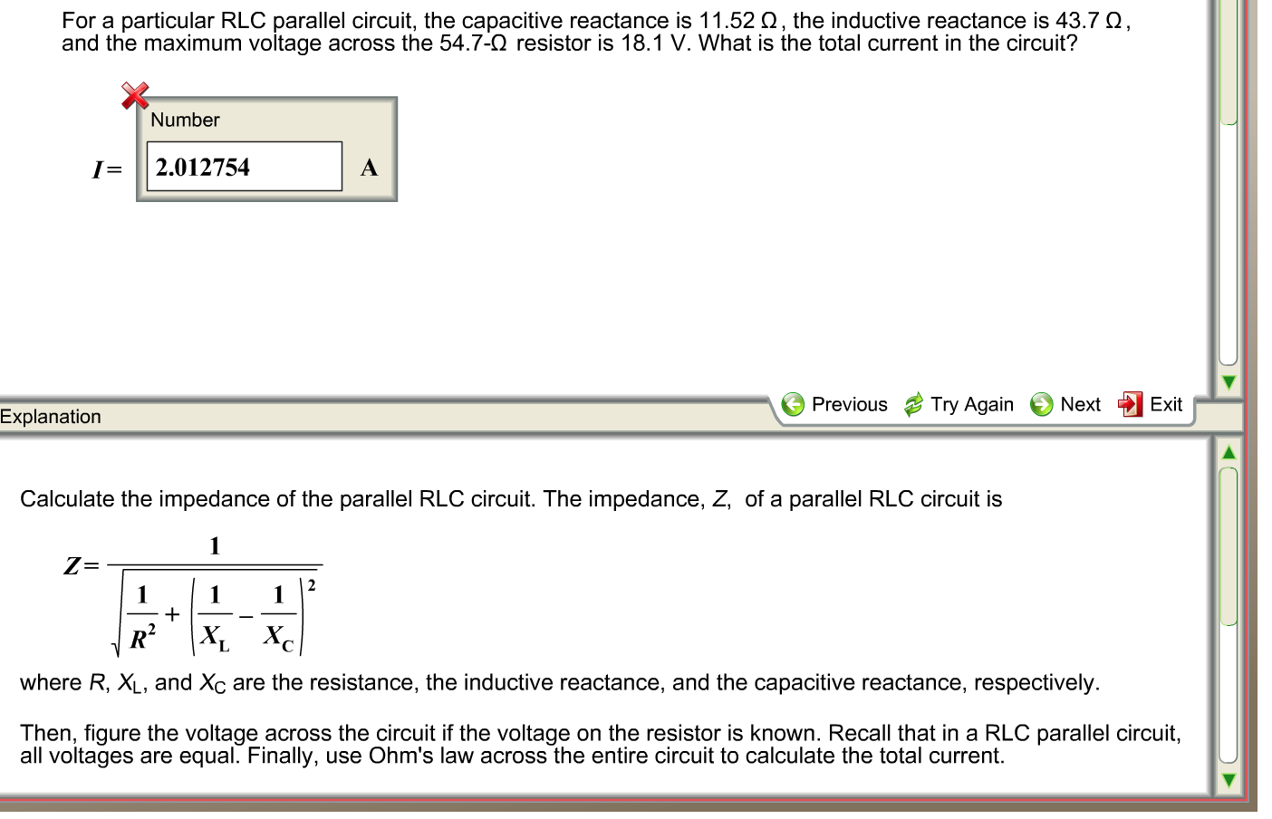 Solved For a particular RLC parallel circuit, the capacitive | Chegg.com