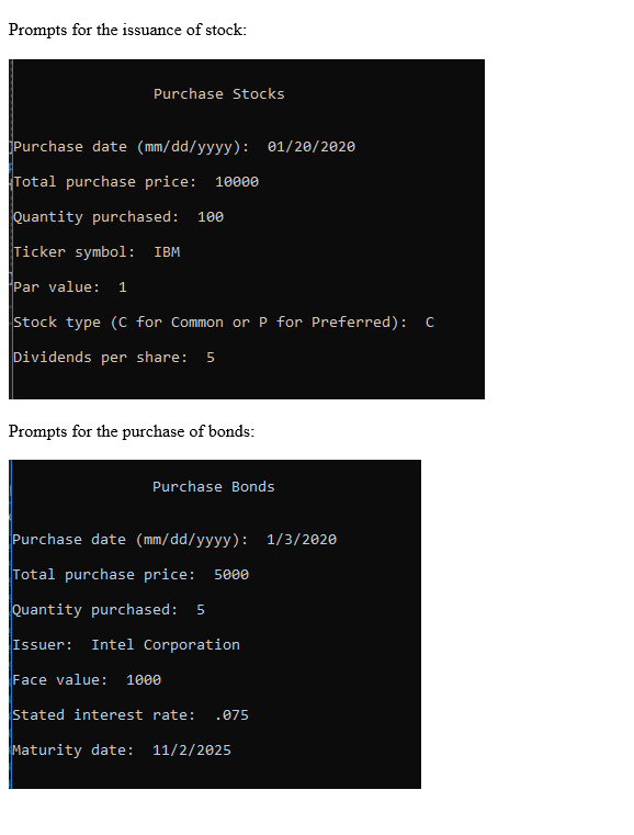 C Programming Assignment 7 Portfolio Classes Are