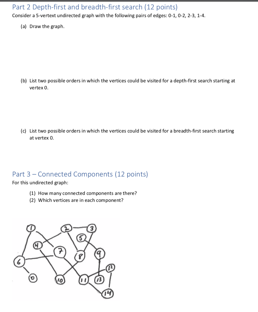 Solved Part 1 Graph Searching And Sorting 12 Points The 6860