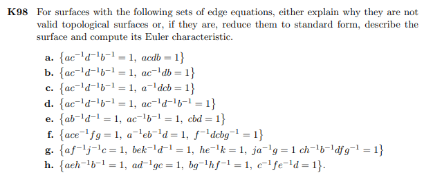 98 For surfaces with the following sets of edge | Chegg.com