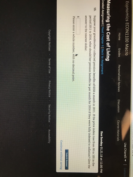 Solved Economics ECON1100 Macro Lisa Chiarelli | Cust Home | Chegg.com