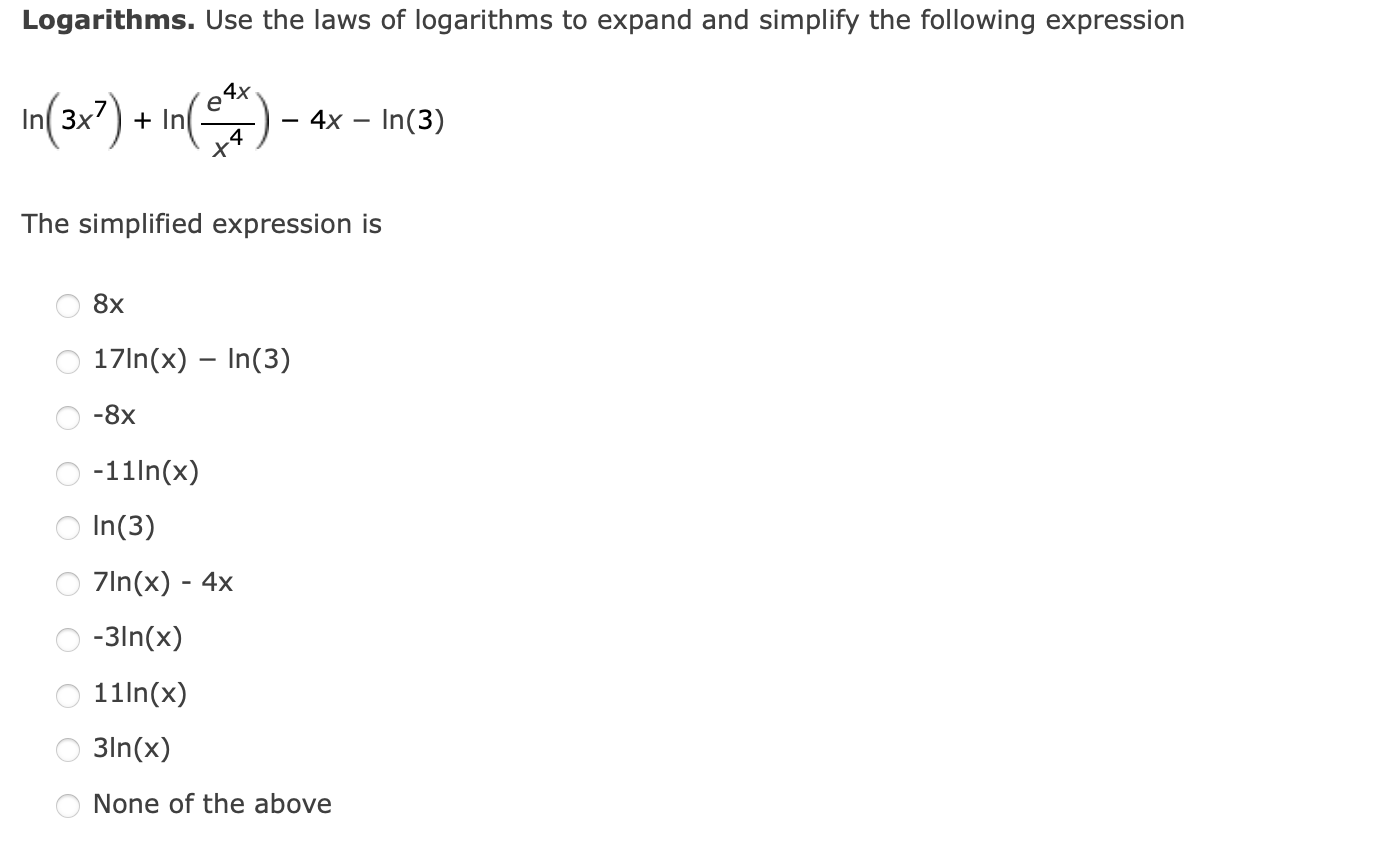 Solved Logarithms. Use the laws of logarithms to expand and | Chegg.com