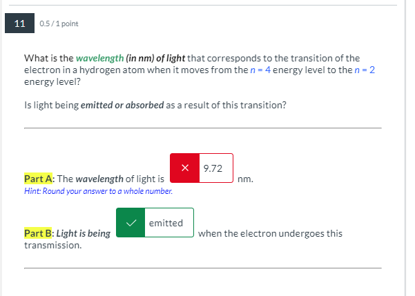 Solved What is the wavelength (in nm ) ﻿of light that | Chegg.com