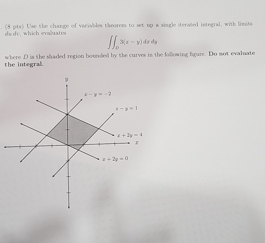Solved (8 pts) Use the change of variables theorem to set up | Chegg.com