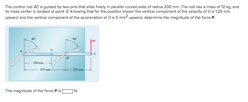 Solved The control rod AC is guided by two pins that slide | Chegg.com