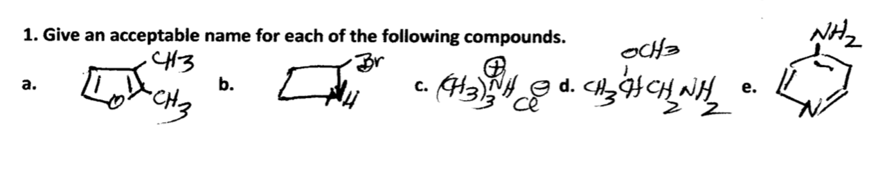 Solved 1. Give an acceptable name for each of the following | Chegg.com
