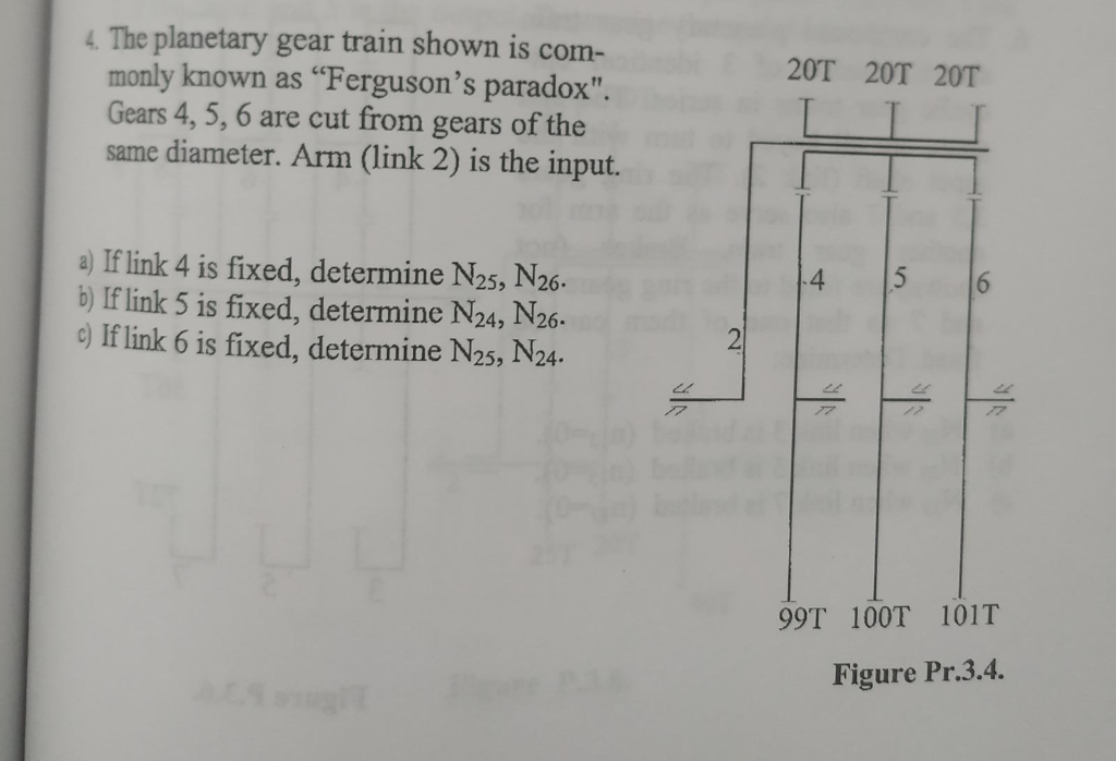 Solved 20T 20T 20T 4. The planetary gear train shown is com- | Chegg.com