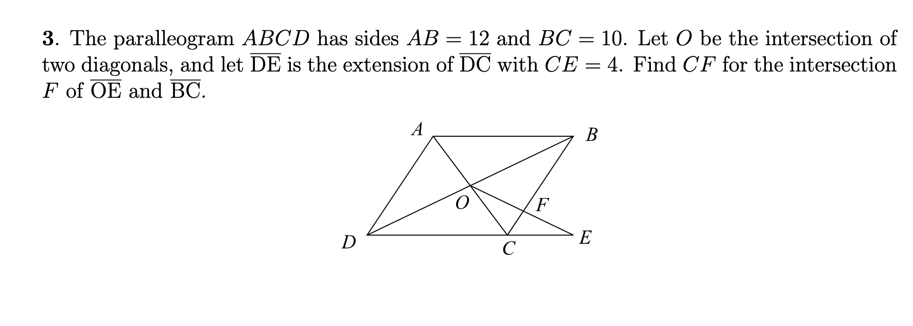3. The paralleogram ABCD has sides AB=12 and BC=10. | Chegg.com