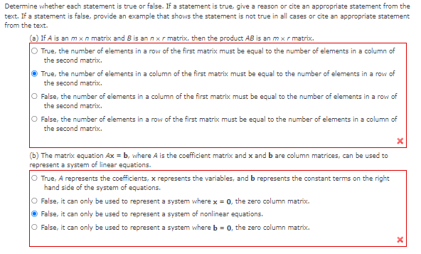 Solved Determine whether each statement is true or false. If | Chegg.com