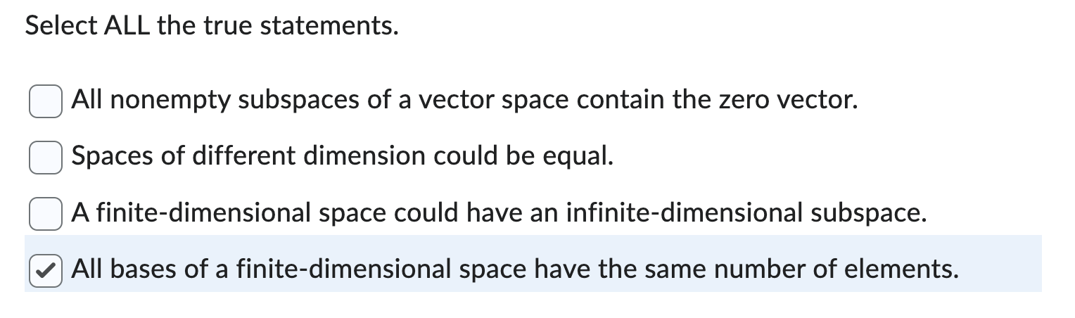 Solved Select ALL the true statements. All nonempty | Chegg.com