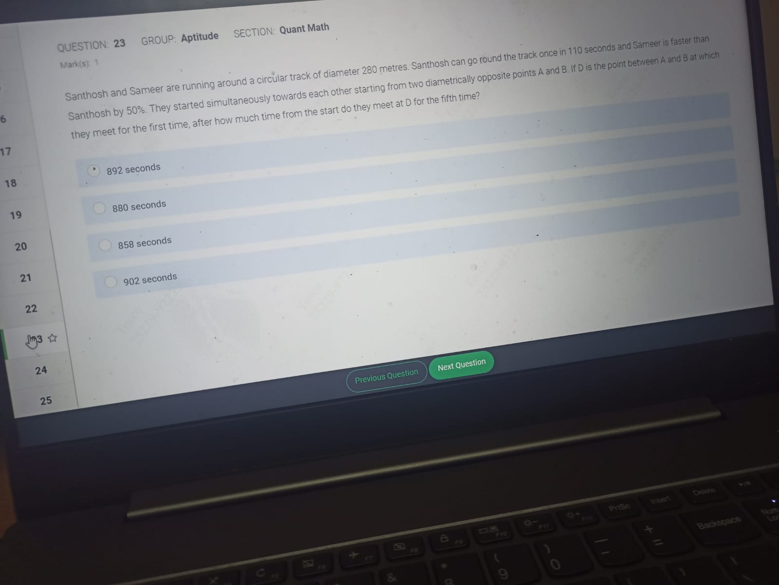 Solved QUESTION: 23 GROUP: Aptitude Mark(s): 1 Santhosh and | Chegg.com