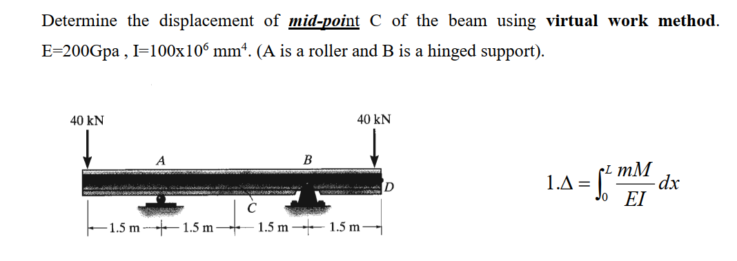 Solved Determine the displacement of mid-point C of the beam | Chegg.com