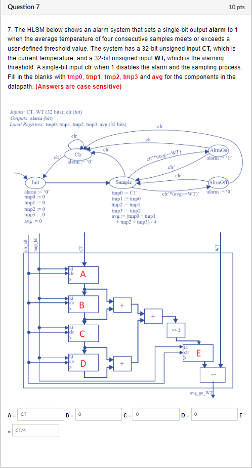 7. The HLSM below shows an alarm system that sets a | Chegg.com