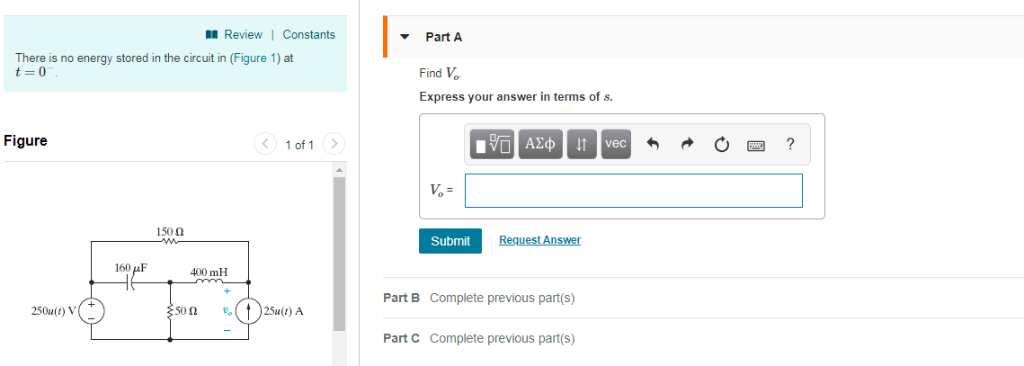 Solved Review 1 Constants Part A There is no energy stored | Chegg.com