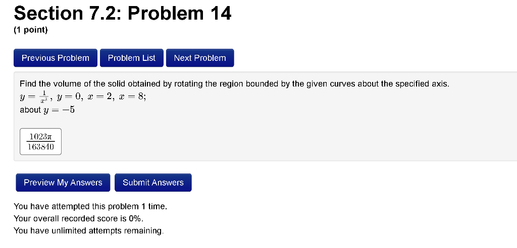 Solved Section 7.4: Problem 4 (1 point) Previous Problem | Chegg.com