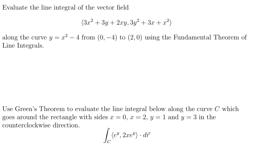 Solved Evaluate the line integral of the vector field (3.x2 | Chegg.com