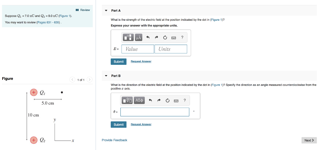 Solved Review Part A Suppose Q1 = 7.0 nC and Q2 = 9.0 nC | Chegg.com