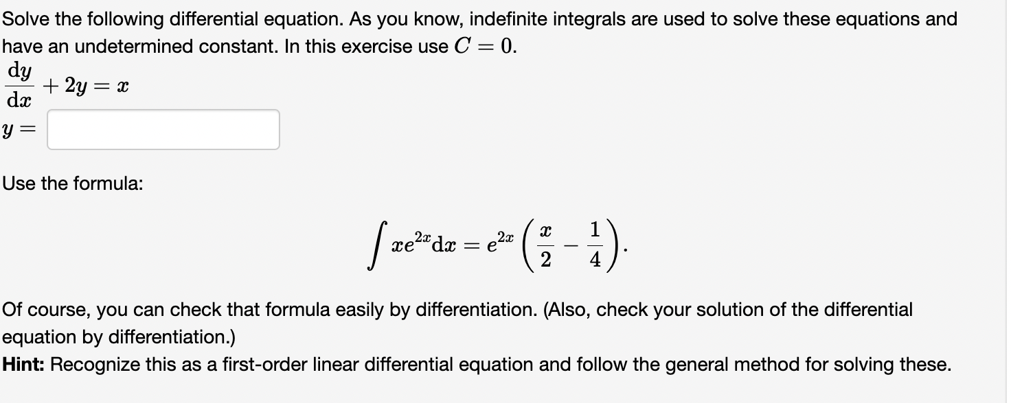 Solved Solve the following differential equation. As you | Chegg.com