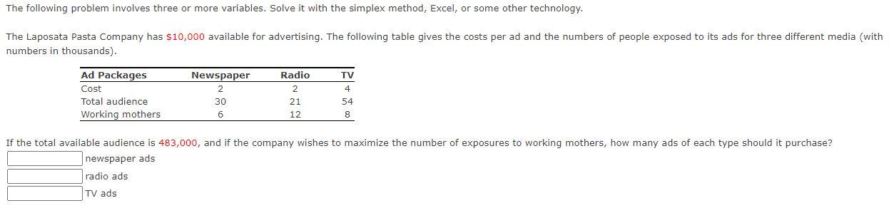 Solved The following problem involves three or more | Chegg.com