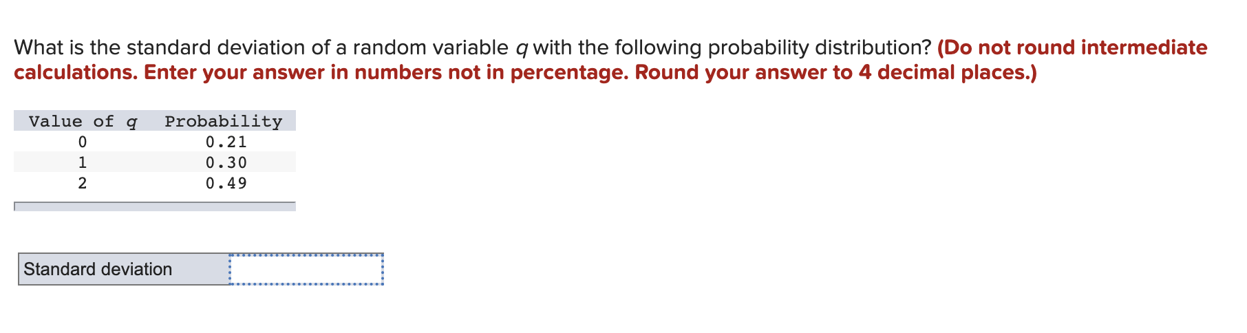 Solved What is the standard deviation of a random variable q | Chegg.com