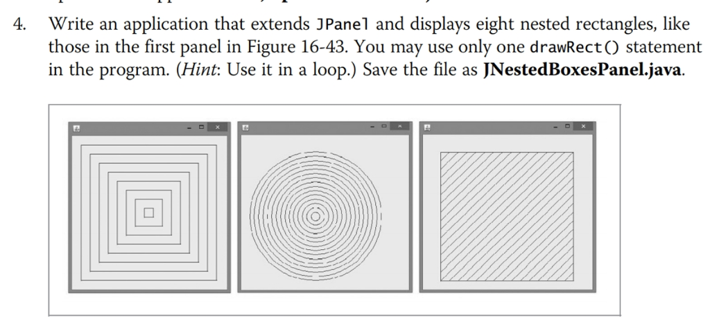 Solved Write an application that extends JPanel and displays | Chegg.com