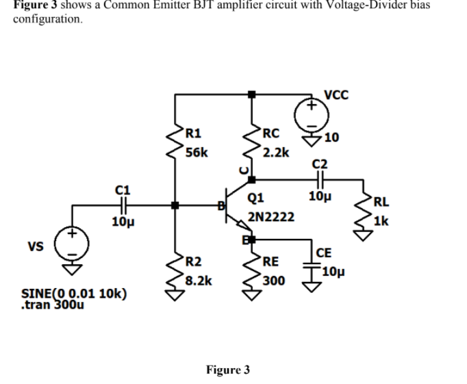 Solved Figure 3 shows a Common Emitter BJT amplifier circuit | Chegg.com