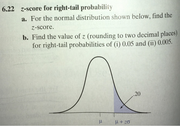 Solved 6.22 z-score for right-tail probability a. For the | Chegg.com