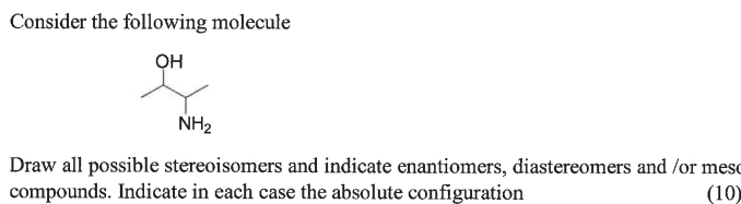 Solved Consider the following molecule Draw all possible | Chegg.com