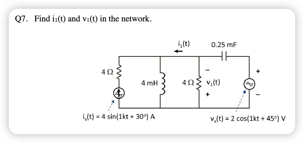 Solved Q7. Find i1(t) and v1(t) in the network. i ग) V | Chegg.com