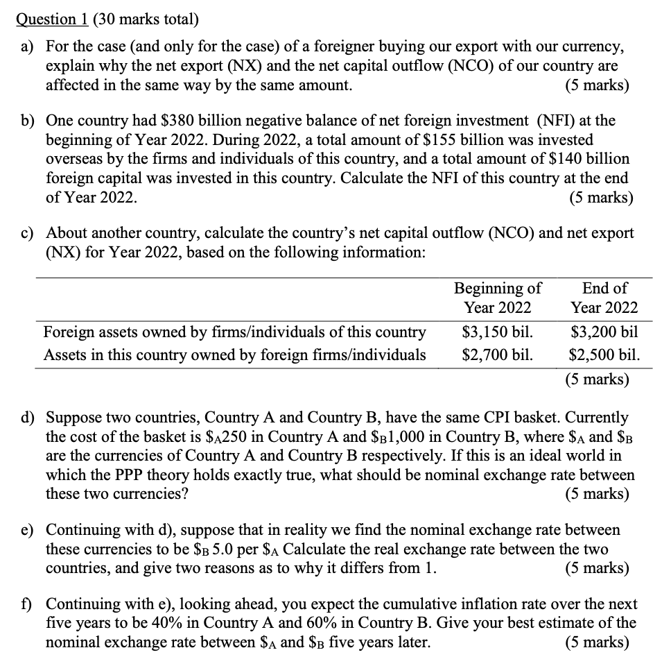 Solved Question 1 ( 30 marks total) a) For the case (and | Chegg.com