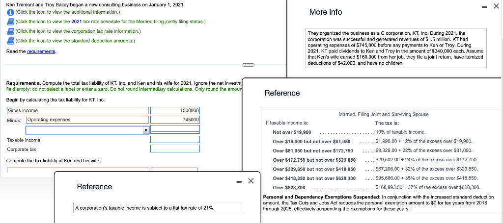 Requirement a. Compute the total tax liability of | Chegg.com