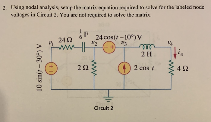 Solved Using nodal analysis, setup the matrix equation | Chegg.com