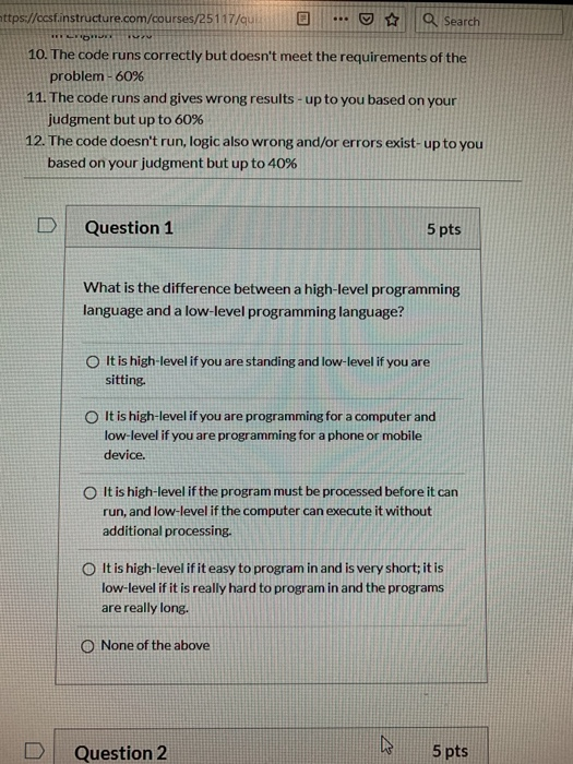 Solved tter//eet instructure.com/courses/2511Sarch 10. The | Chegg.com
