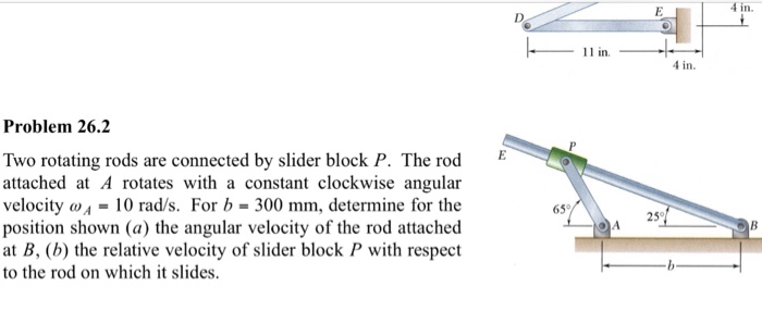 Solved 4 in 11 in 4 in. Problem 26.2 Two rotating rods are | Chegg.com