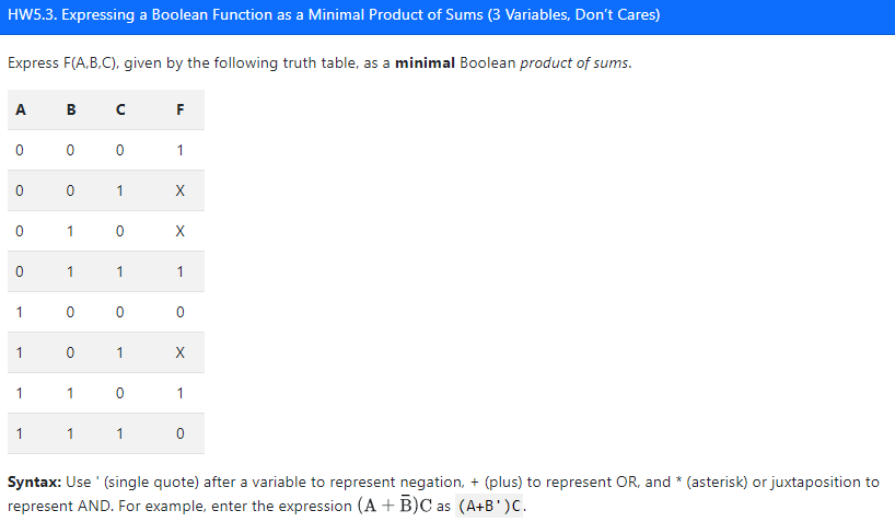Solved HW5.3. ﻿Expressing a Boolean Function as a Minimal | Chegg.com