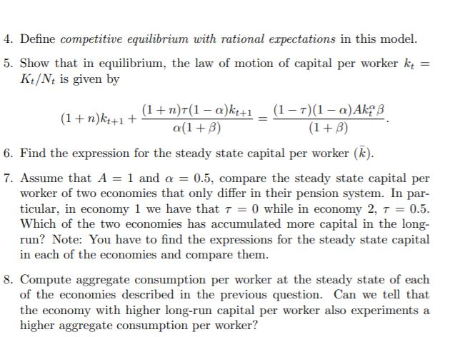 1 Pensions in the OLG Model Consider the | Chegg.com