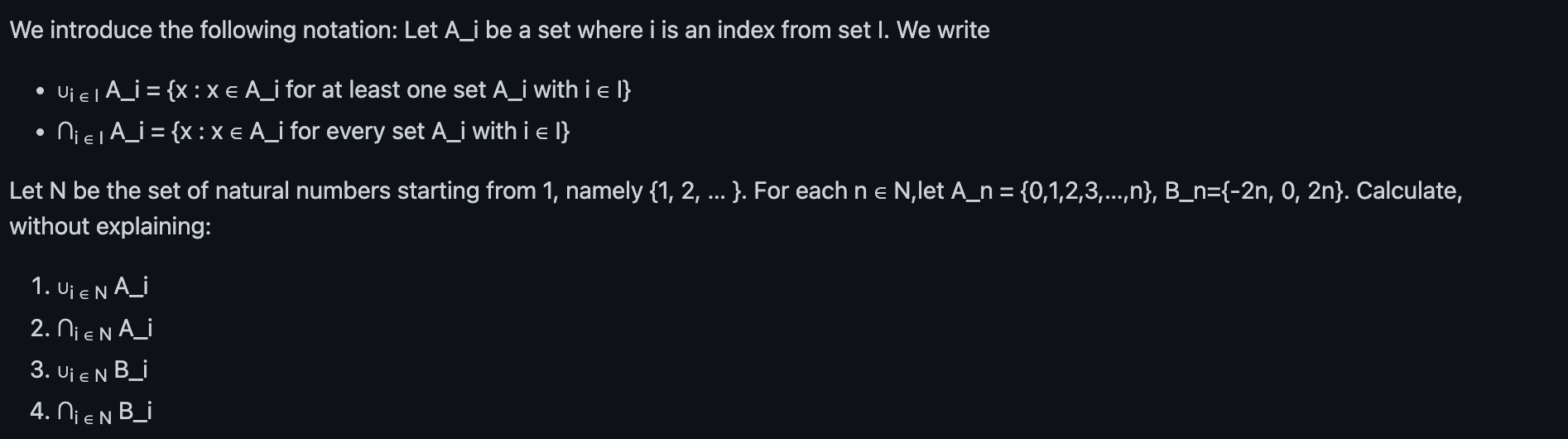 Solved We introduce the following notation: Let A−i be a set | Chegg.com