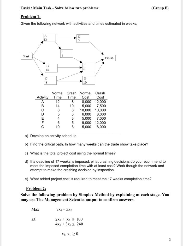 Solved Task1: Main Task - Solve below two problems: (Group | Chegg.com