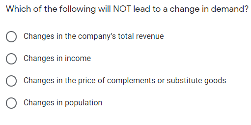 Solved Which of the following will NOT lead to a change in | Chegg.com