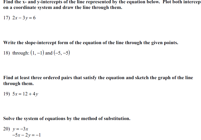 Solved Find the x- and y-intercepts of the line represented | Chegg.com