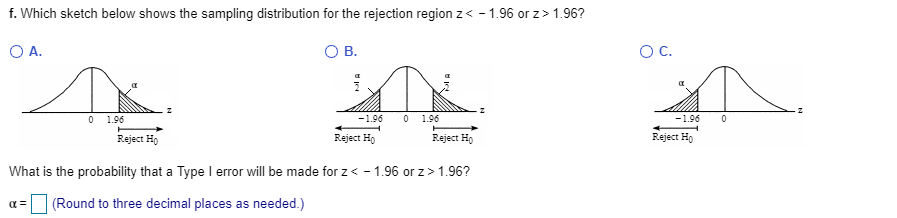 Solved For each of the following rejection regions, sketch | Chegg.com