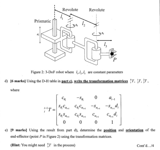 Solved Figure 2: 3-DoF robot where l1,l2,l3 are constant | Chegg.com