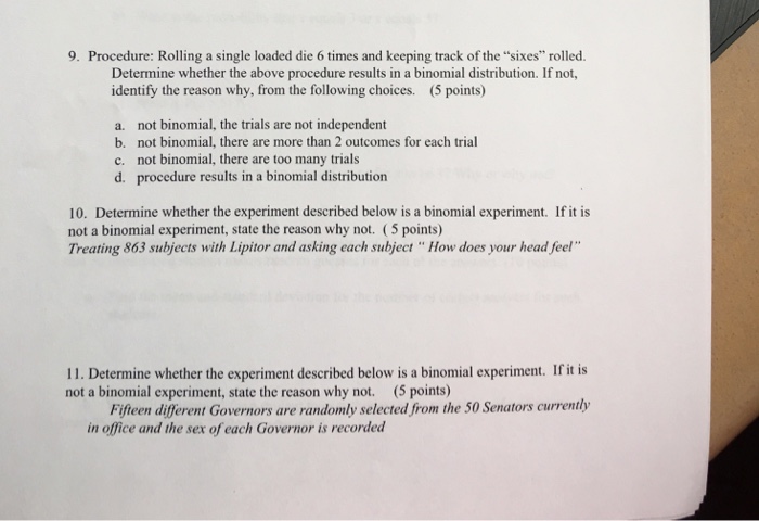 Solved 9. Procedure: Rolling a single loaded die 6 times and | Chegg.com