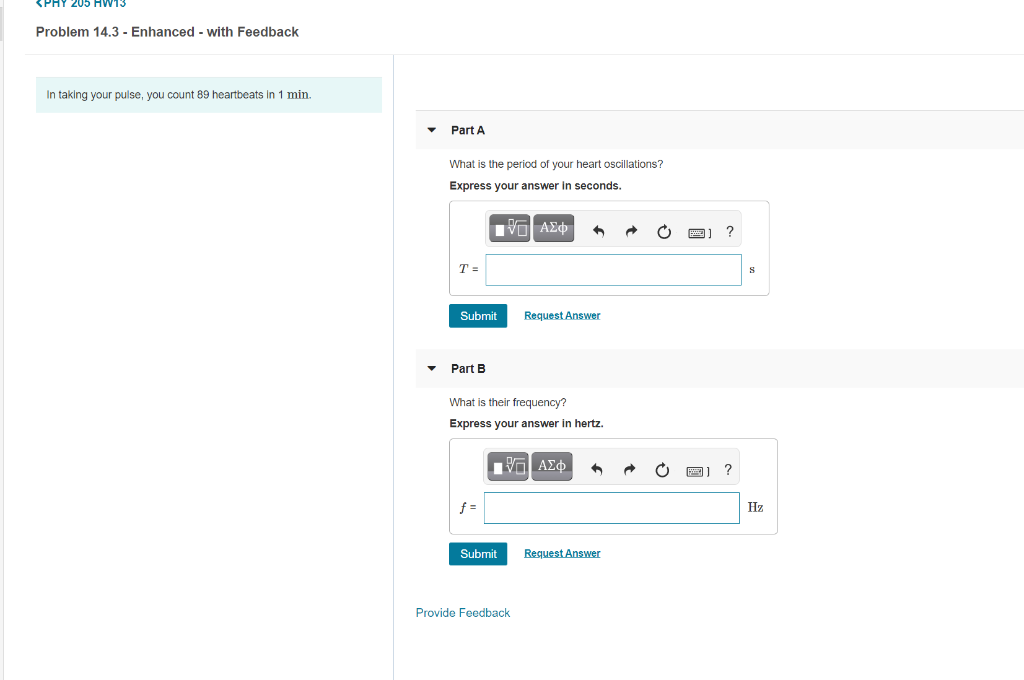 Solved SPHY 205 HW13 Problem 14.3 - Enhanced - with Feedback | Chegg.com